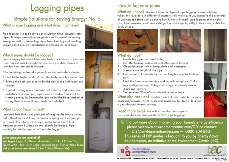 DIY Pipe Lagging Guide | PDF | Water Heating | Thermal Insulation