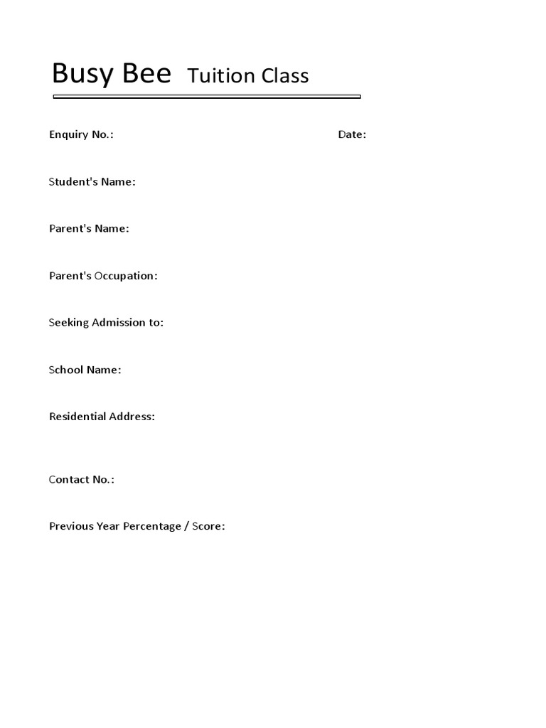 Admission Enquiry Form