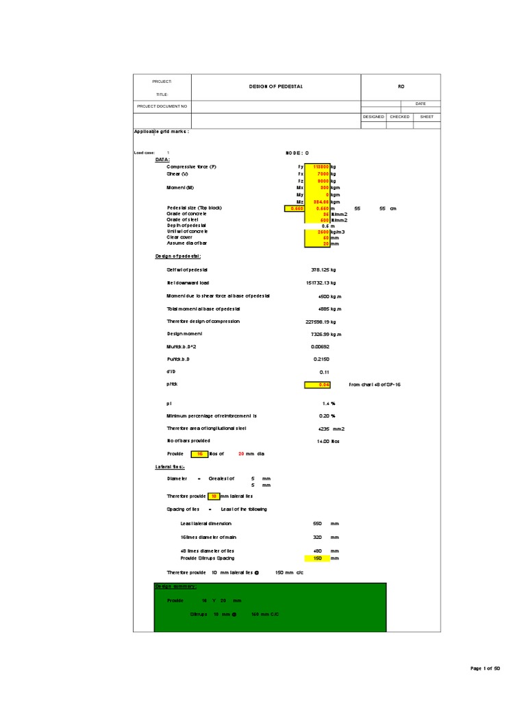 Design of a Reinforced Concrete Pedestal Foundation | PDF | Structural ...
