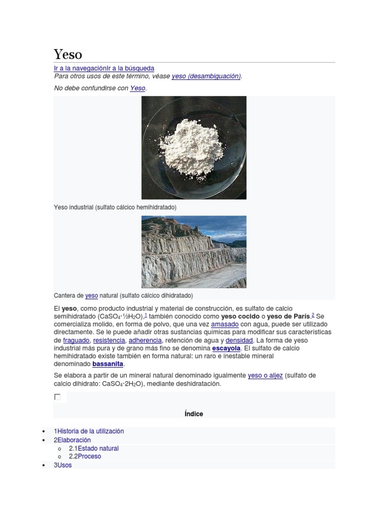 El Yeso y Sus Caracteristicas | PDF | Yeso | Química