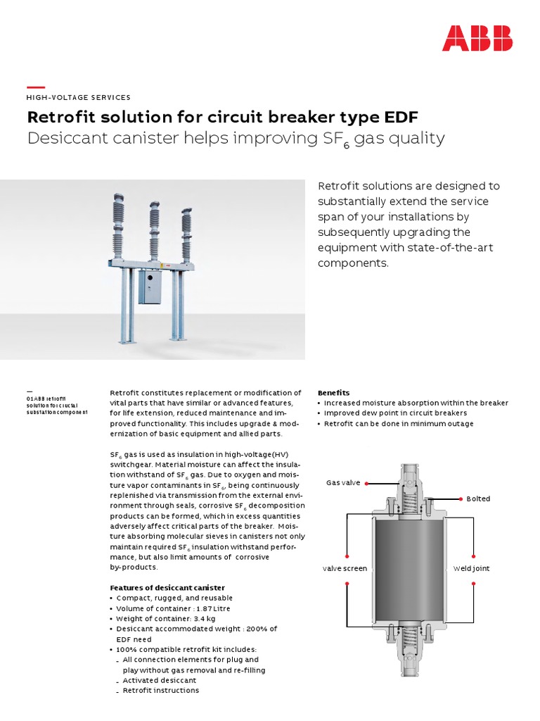 Retrofit Solution For Circuit Breaker Type EDF: Desiccant Canister ...
