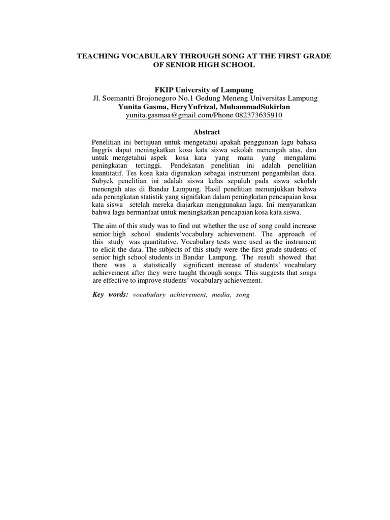 Improve Vocabulary with Songs | PDF | Vocabulary | Learning