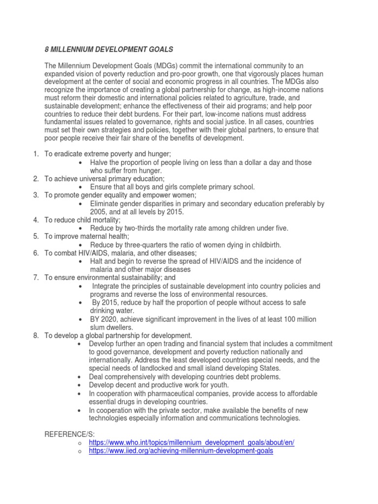 Overview of Millennium Development Goals | PDF | Millennium Development ...