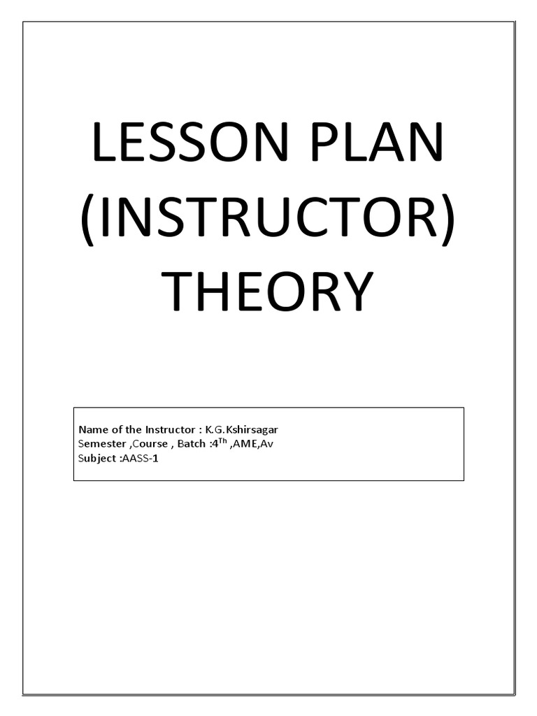 AASS 1 Lesson Plan | PDF | Lesson Plan | Flight Control Surfaces
