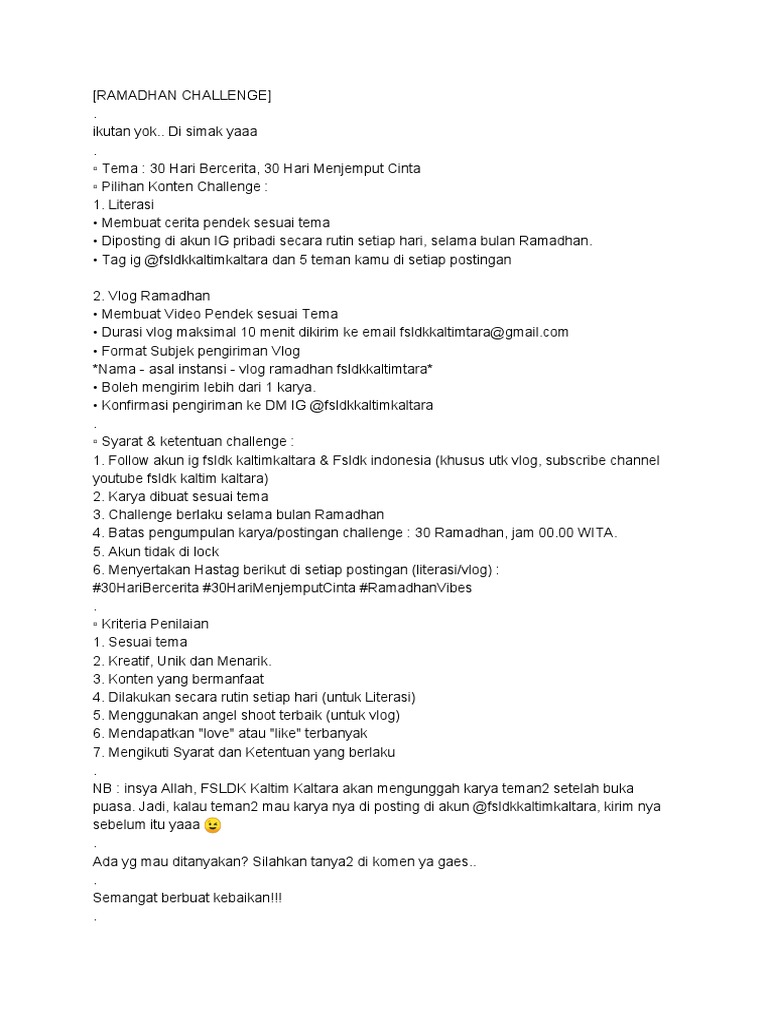 Ramadhan Challenge | PDF