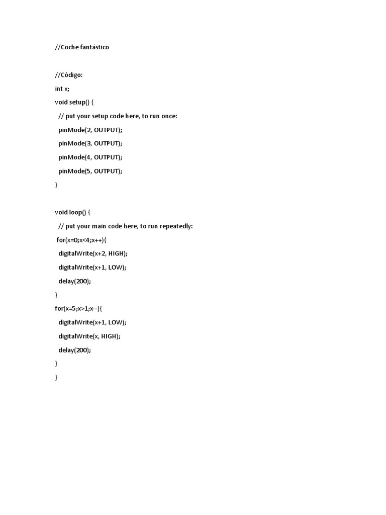 Codigo Coche Fantástico Arduino | PDF