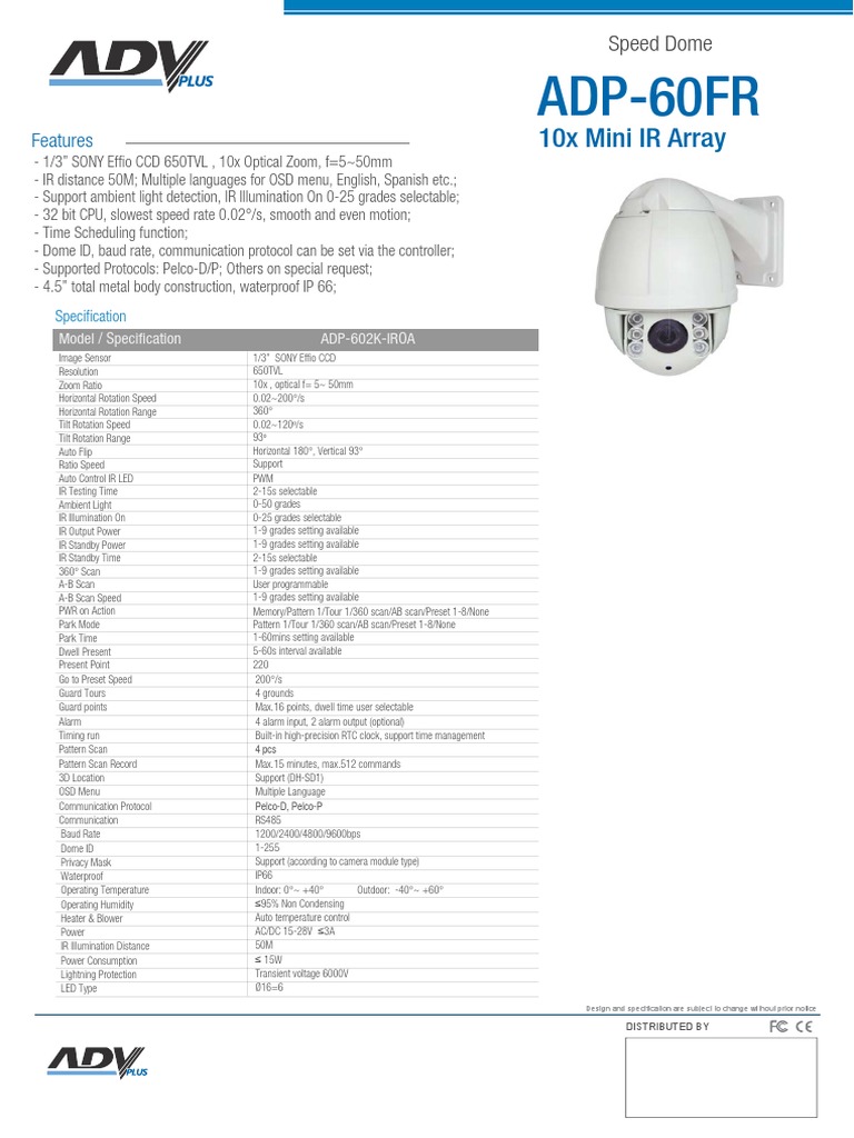 ADP-60FR: 10x Mini IR Array | PDF | Infrared | Charge Coupled Device
