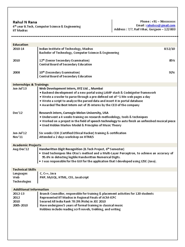 Internshala Resume Template2 | PDF