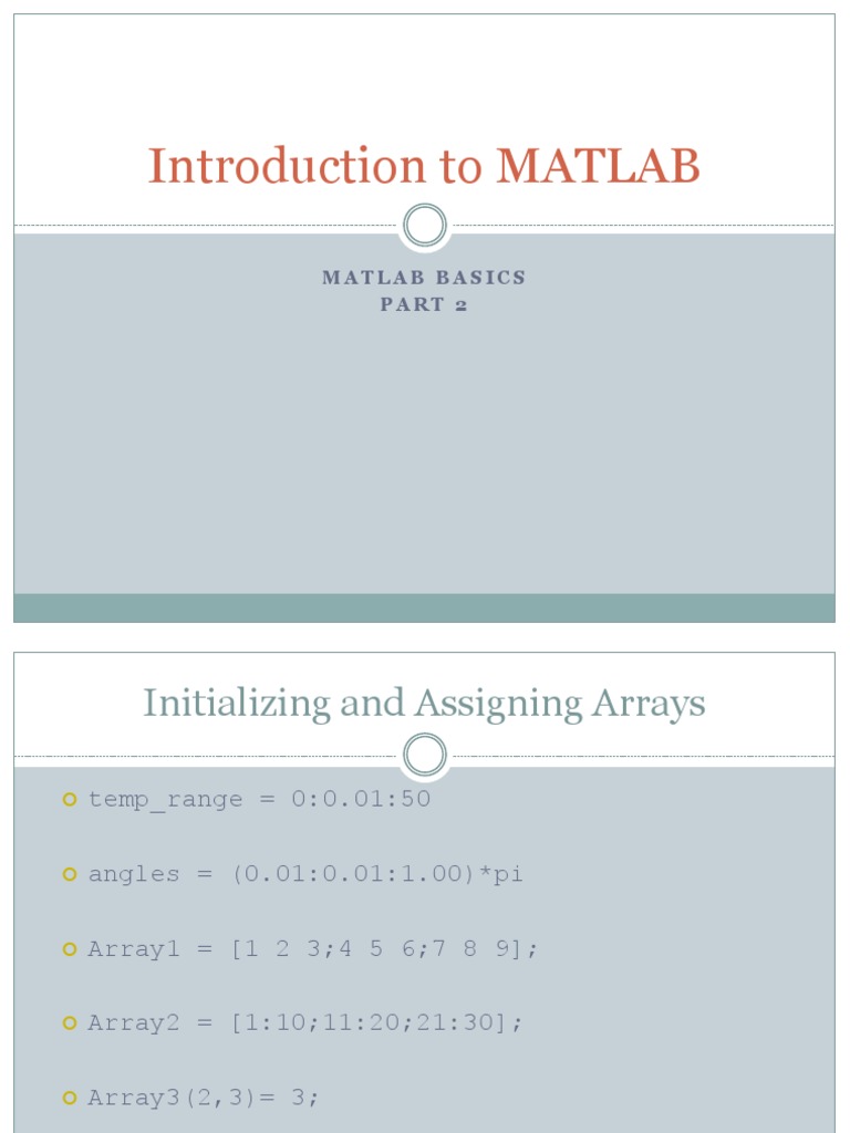 Chapter 2 - MATLAB Basics - Part 2 | PDF