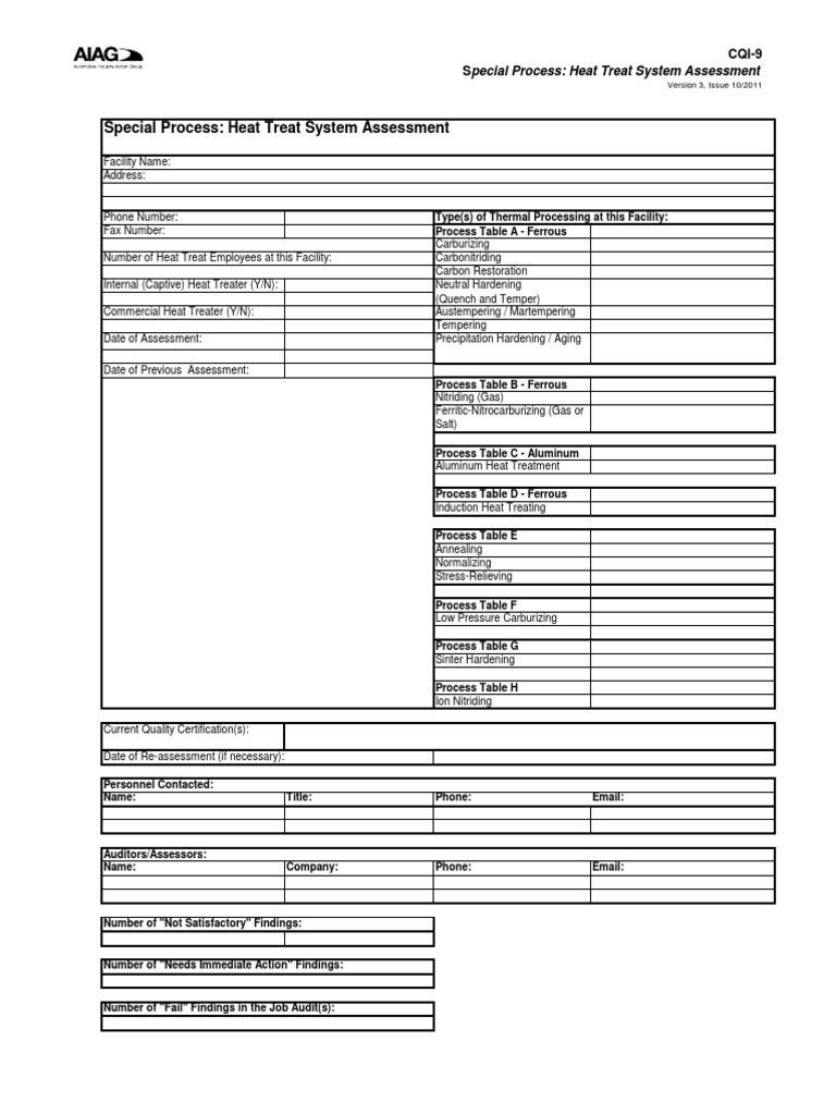 AIAG CQI 9 Heat Treat System Assessment Version 3, Issue 10-2011 ...