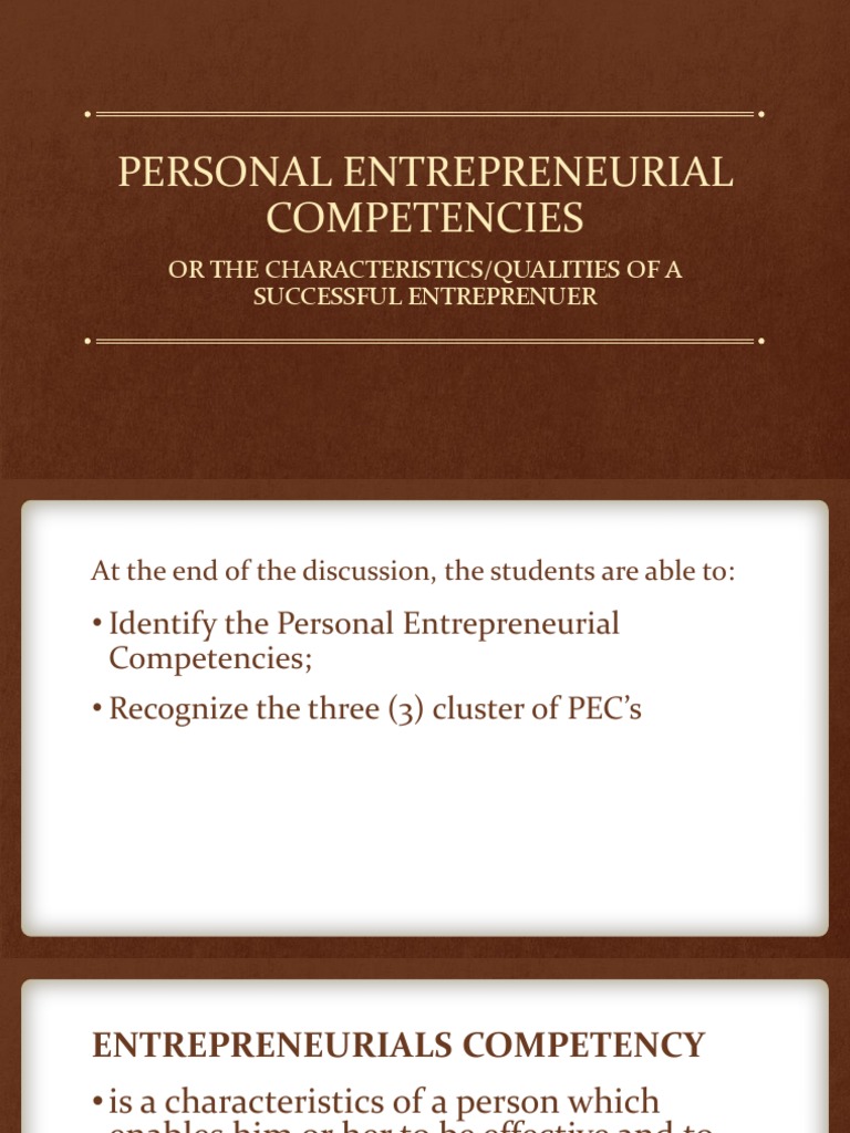 LESSON 1 - Personal Entrepreneurial Competencies | Entrepreneurship | Goal