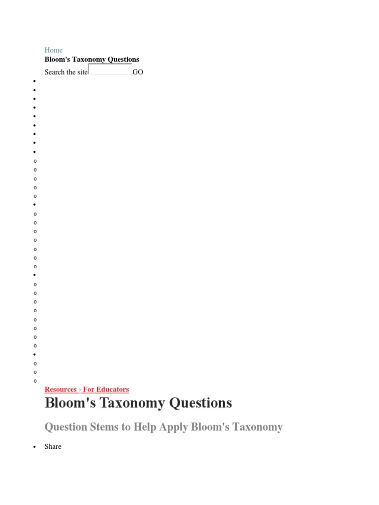 Blooms Taxonomy | PDF | Educational Assessment | Question