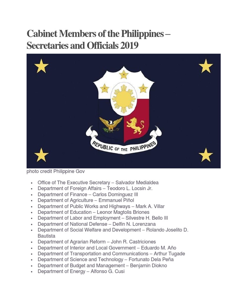 Cabinet Members of The Philippines | PDF | Government Related ...