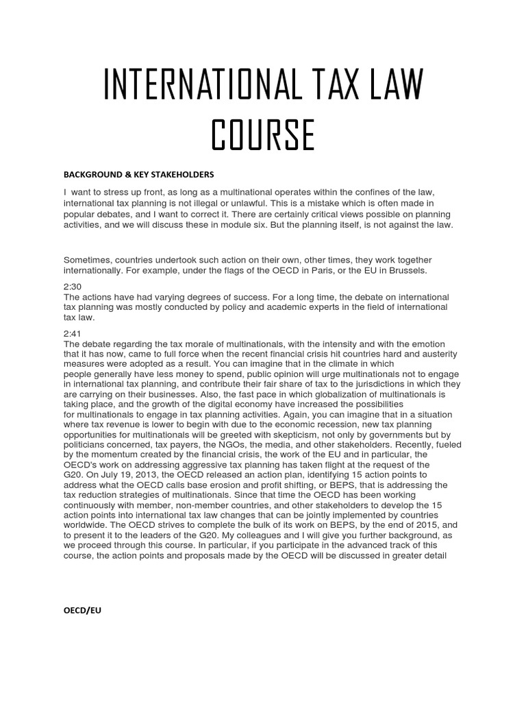 International Tax Law Insights | PDF | International Taxation | Taxes