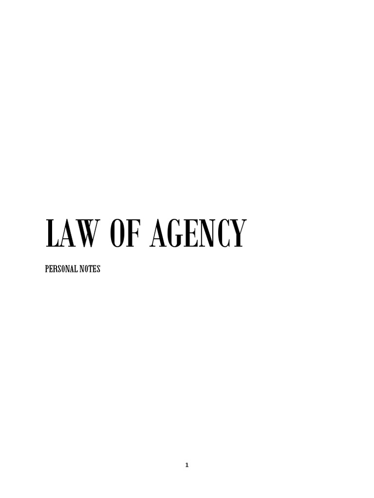 Law of Agency | PDF | Law Of Agency | Law And Economics