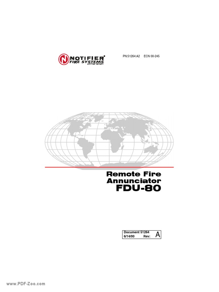 Notifier FDU 80 80 Character LCD Fire Annunciator | PDF | Smoke ...