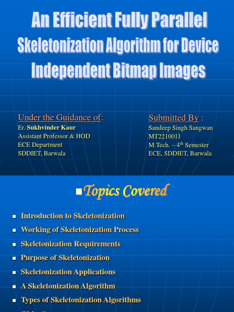 Skeletonization Presentation | PDF | Pattern Recognition | Algorithms