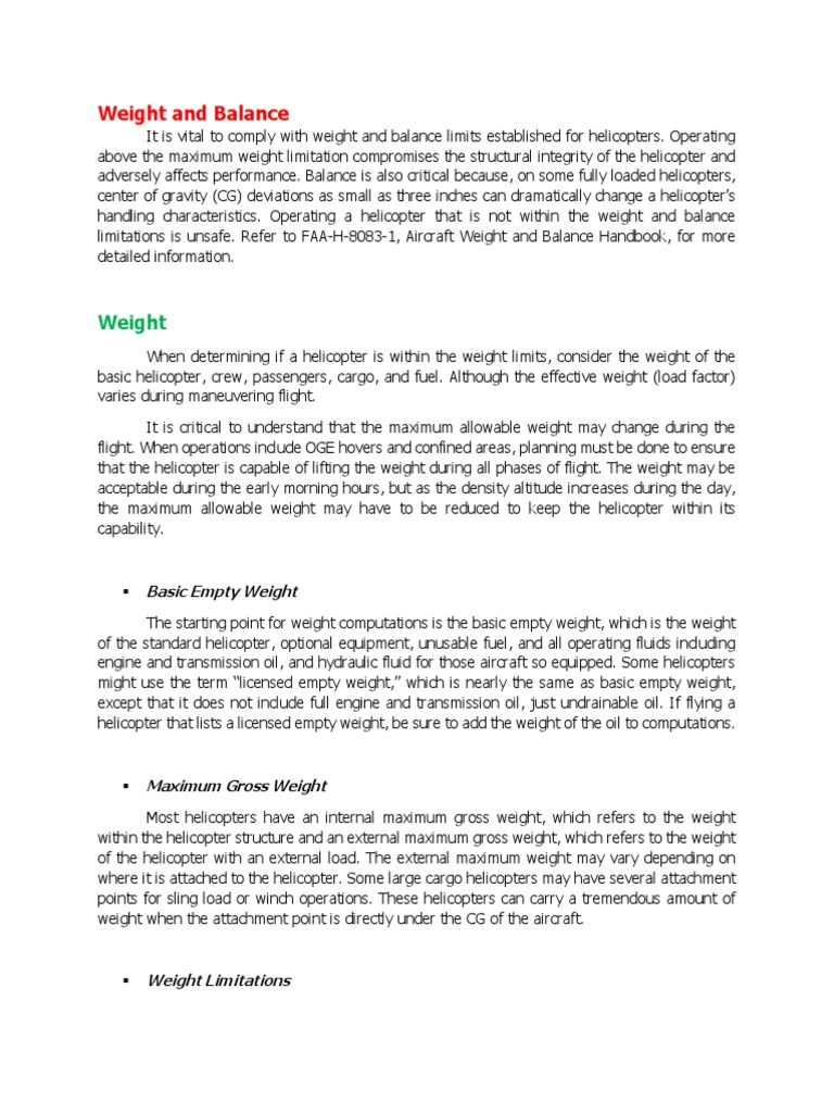 Understanding Helicopter Weight and Balance: Ensuring Safe Flight ...