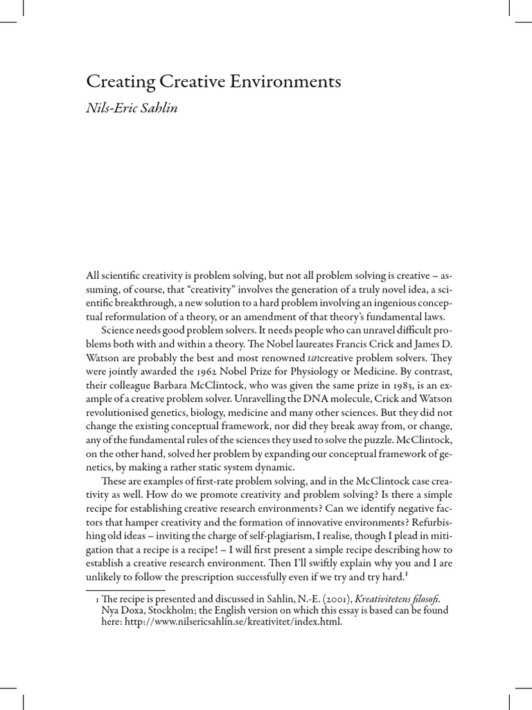 139.creating Creative Environments | PDF | Science | Creativity