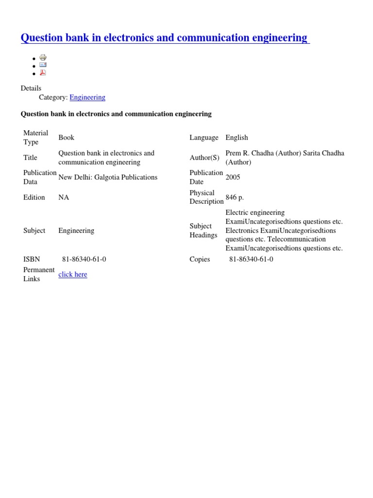 Question Bank in Electronics and Communication Engineering | PDF