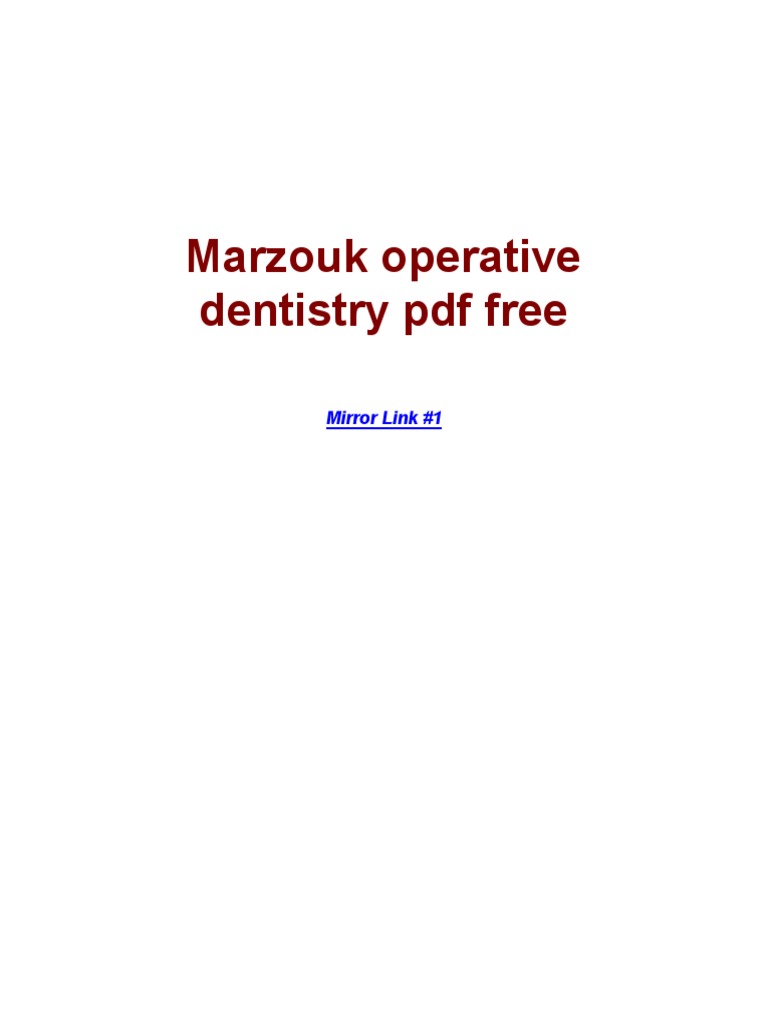 Marzouk Operative Dentistry PDF Free | PDF | Microsoft Windows ...