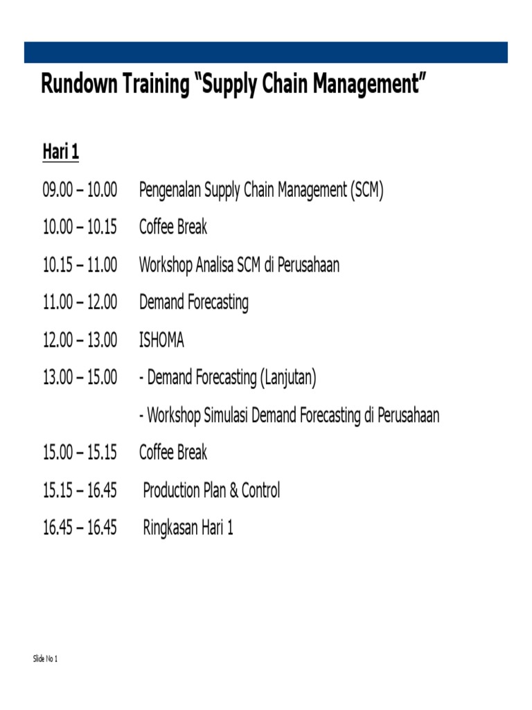Rundown Training "Supply Chain Management": Hari 1 | PDF