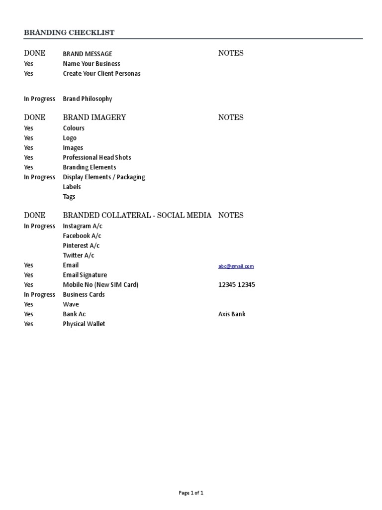Branding Checklist - General | PDF