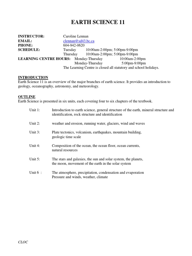 Earth Science 11 CLOC | PDF | Earth Sciences | Earth