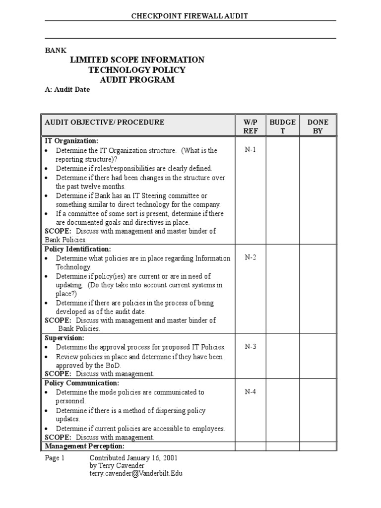 Checkpoint Firewall Audit Program | PDF | Port (Computer Networking ...
