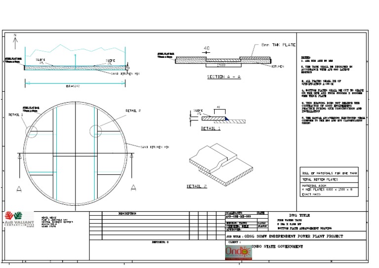 Fire Water Tank Bottom Plate Arrangement Drawing-Layout1 | PDF