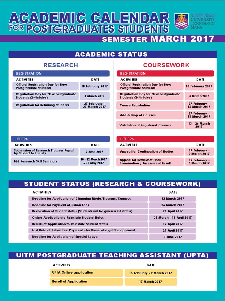 Postgraduates Students: Academic Calendar | PDF | Postgraduate ...