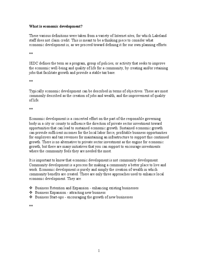 What Is Economic Development | PDF | Economic Development | Employment