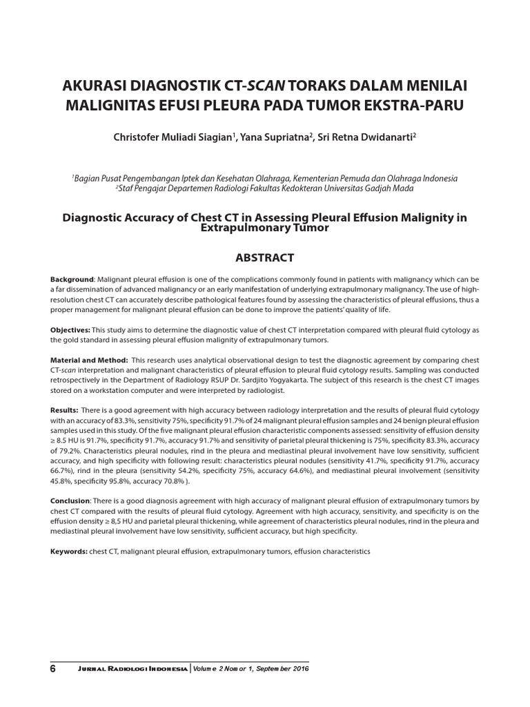 Akurasi Diagnostik Ct-Scan Toraks Dalam Menilai Malignitas Efusi Pleura ...
