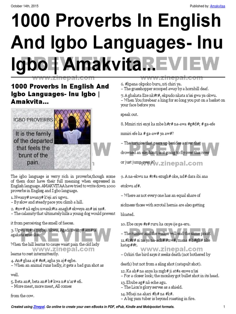 1000 Proverbs in English and Igbo Languages | PDF | Nature