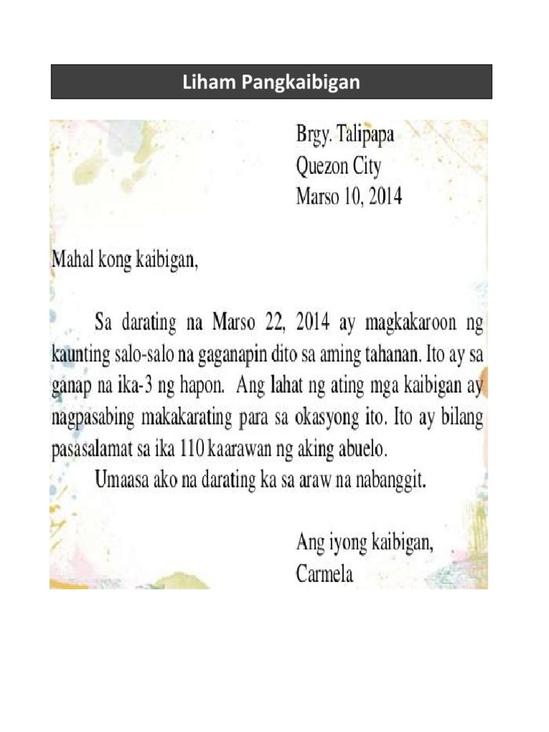 Five Types of Letters in Filipino: Friendship, Business, Condolence ...