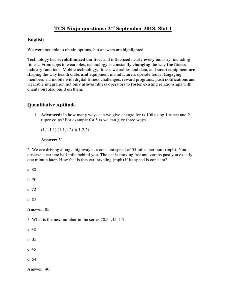 TCS Questions | PDF | C (Programming Language) | Array Data Structure