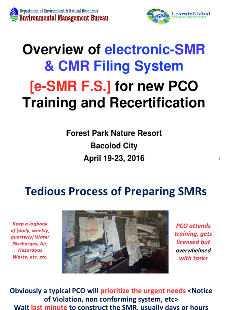 2017 - PCO Training - E-SMR EFiling System 4-20-16 | PDF | Cloud ...