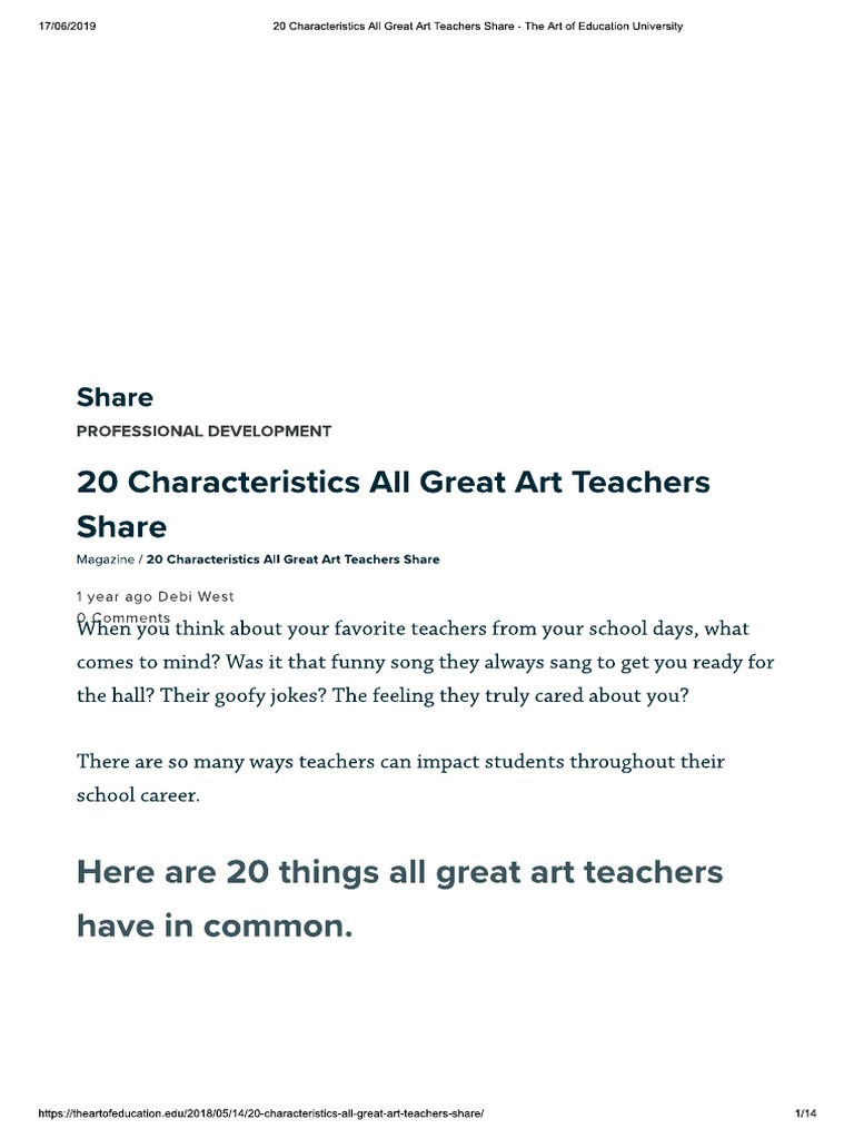 20 Characteristics All Great Art Teachers Share | PDF