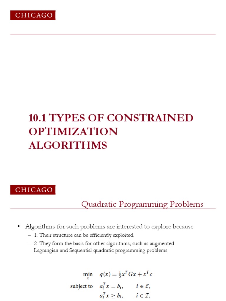 10.1 Types of Constrained Optimization Algorithms | PDF | Mathematical ...