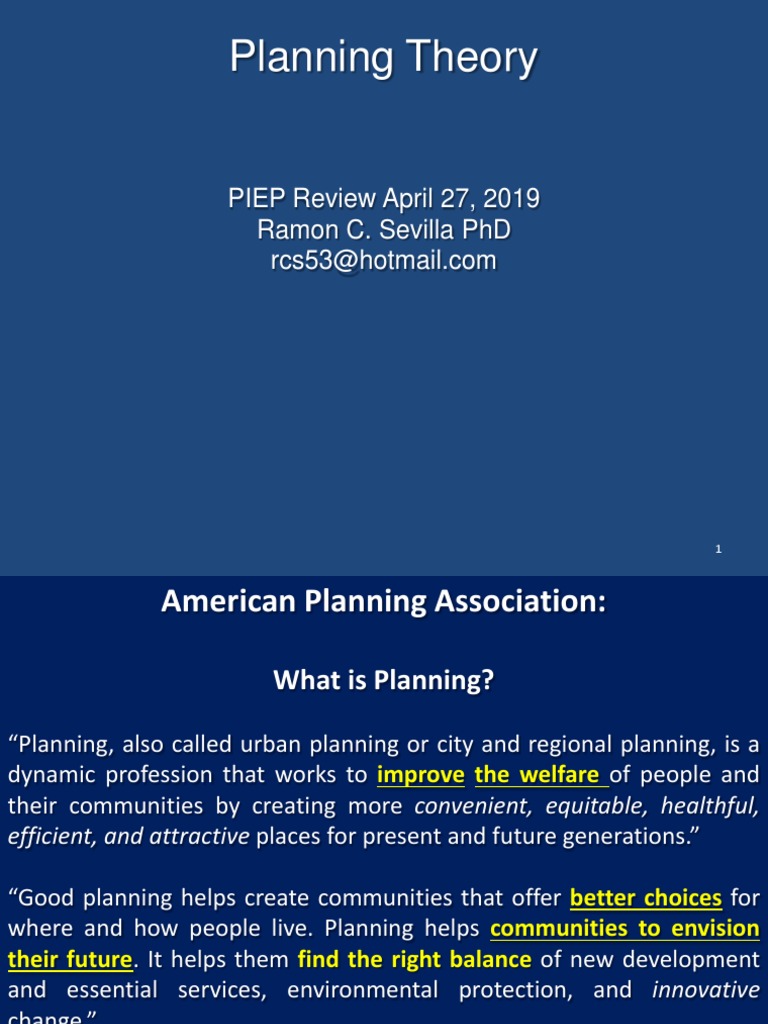 Planning Theory | PDF | Urban Planning | Rationality