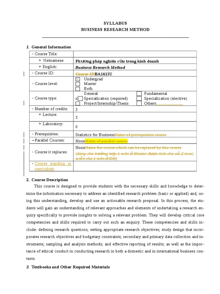 Business Research Method Syllabus | PDF | Case Study | Evaluation