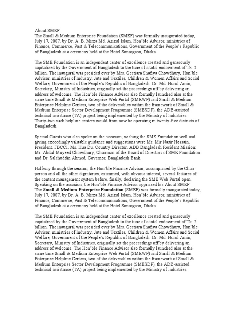 SME Foundation | PDF | Bangladesh | Small And Medium Sized Enterprises