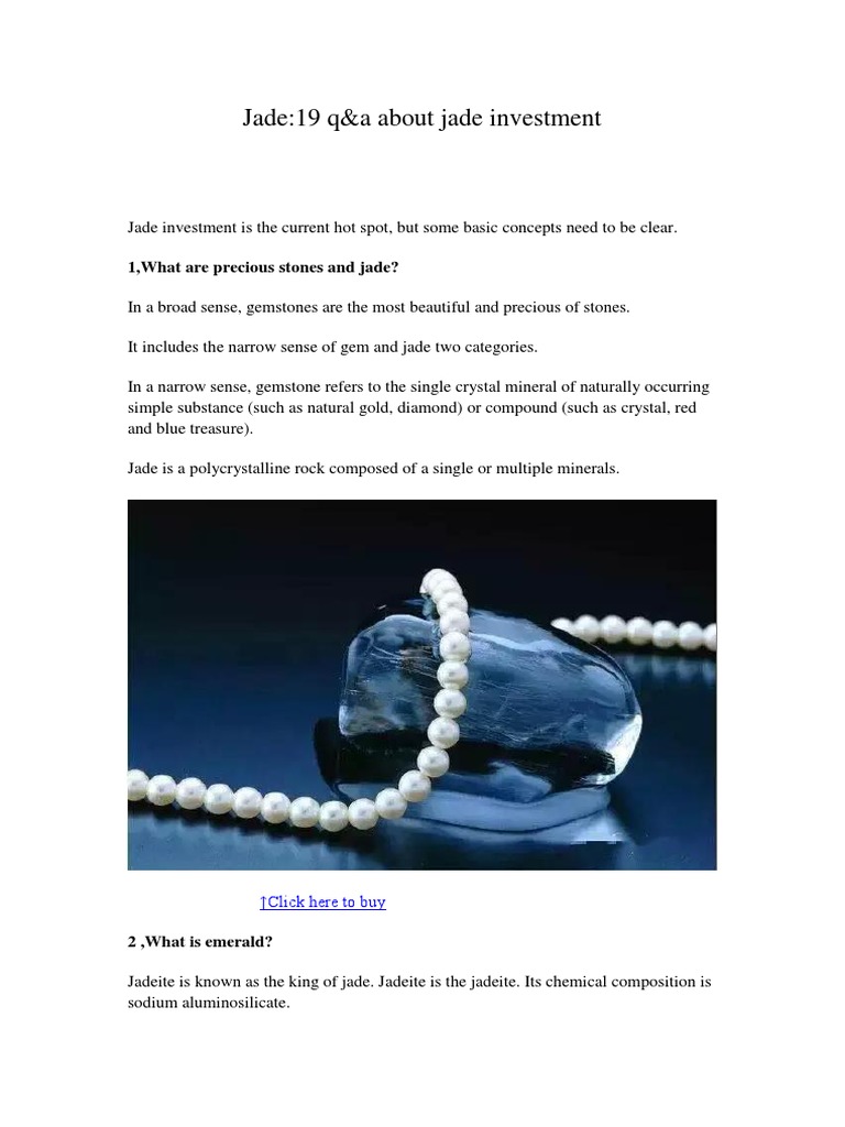 Jade:19 Q&a About Jade Investment | PDF | Gemstone | Minerals
