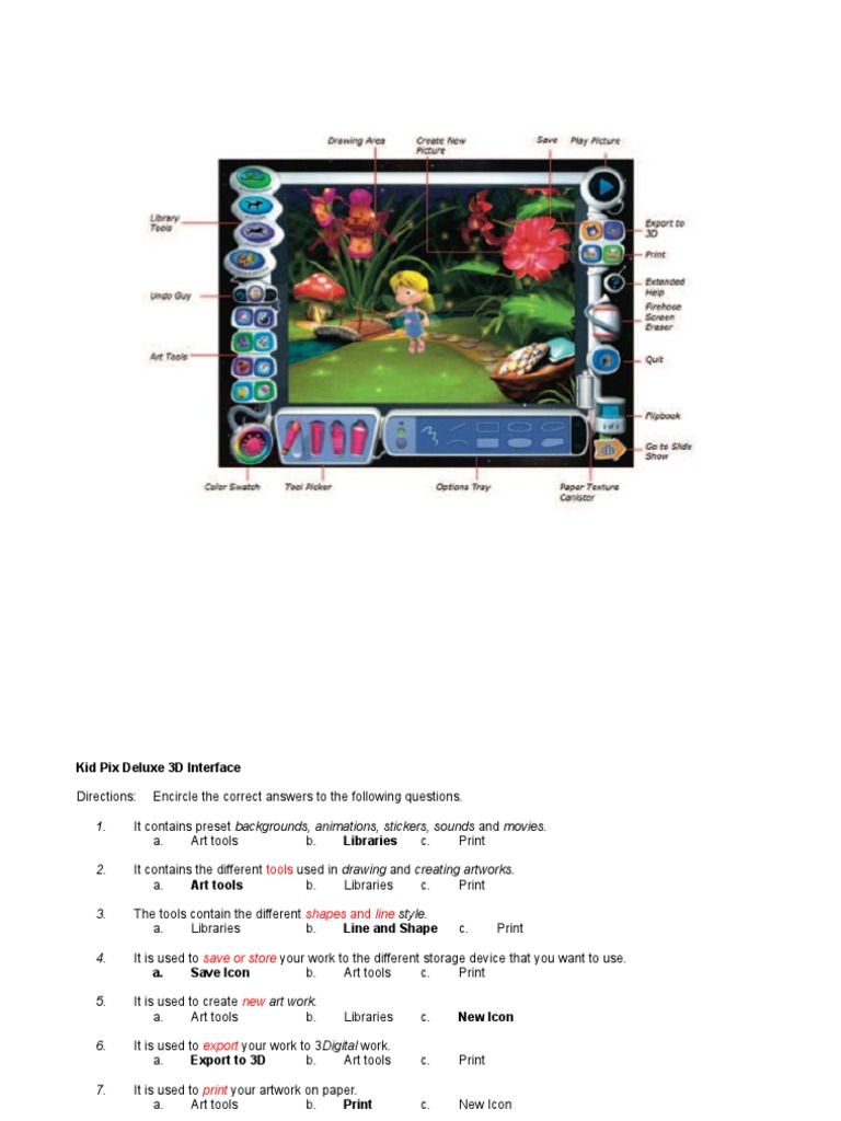 Kid Pix Deluxe 3D Interface | PDF