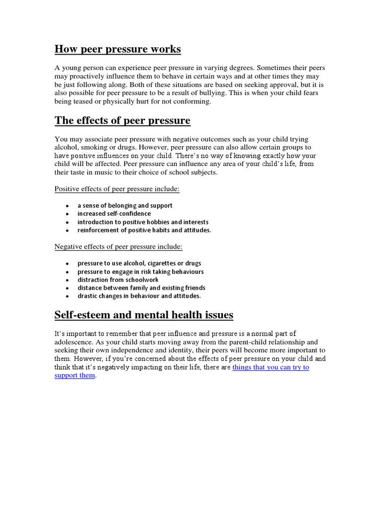 9th and 10th How Peer Pressure Works | Download Free PDF | Adolescence ...