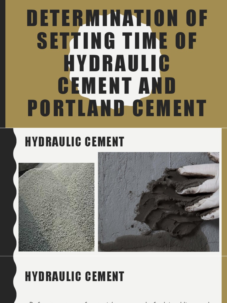 Hydraulic Cement Setting Time Guide | PDF | Technology & Engineering