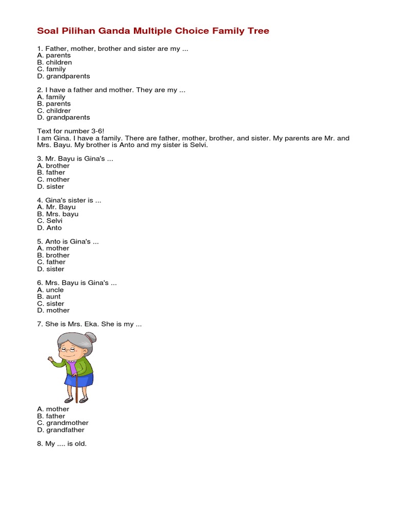 Soal Bahasa Inggris - Family | PDF | Old Age | Ageing