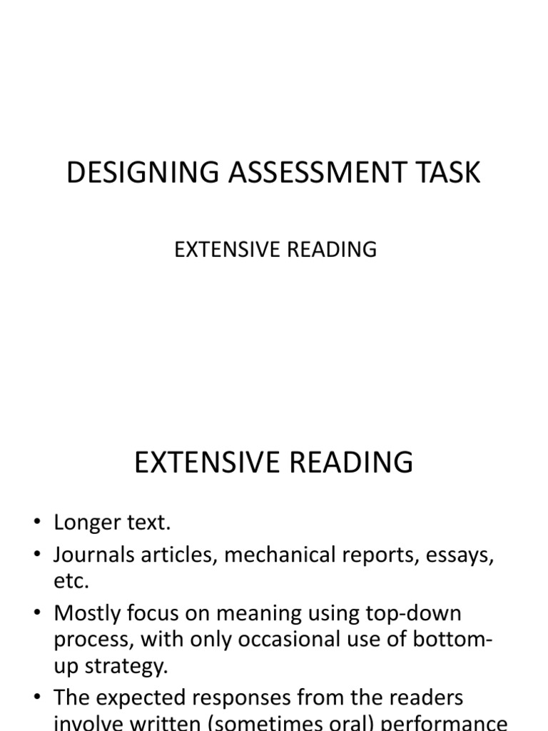 Designing Assessment Task Extensive Reading | PDF | Reading ...