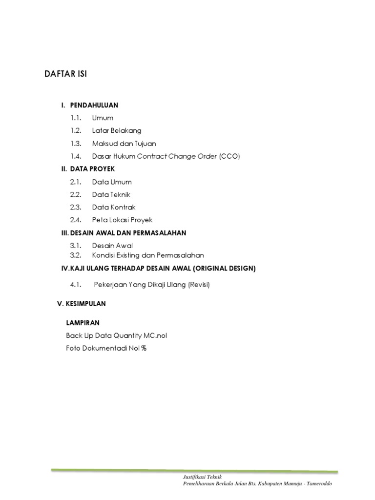 Contoh Justek Pekerjaan Jalan | PDF