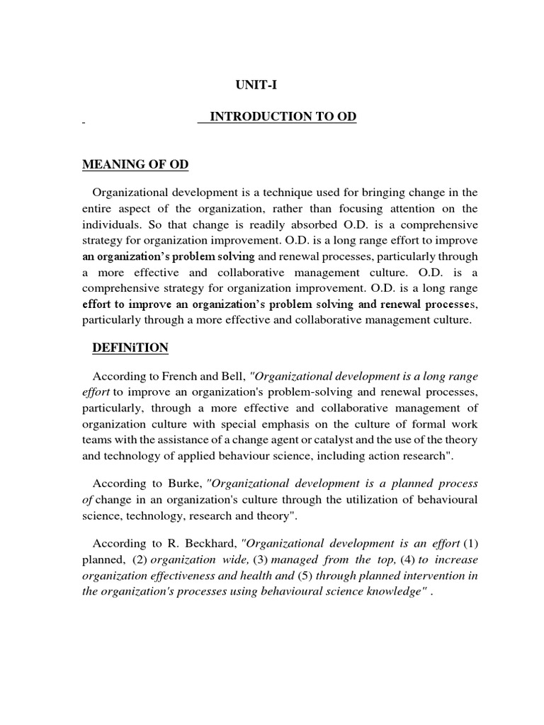 Od Notes New | PDF | Organization Development | Applied Psychology